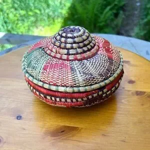 Accents | Vintage Ethiopian Coiled Basket Handwoven Small Multicolor ...